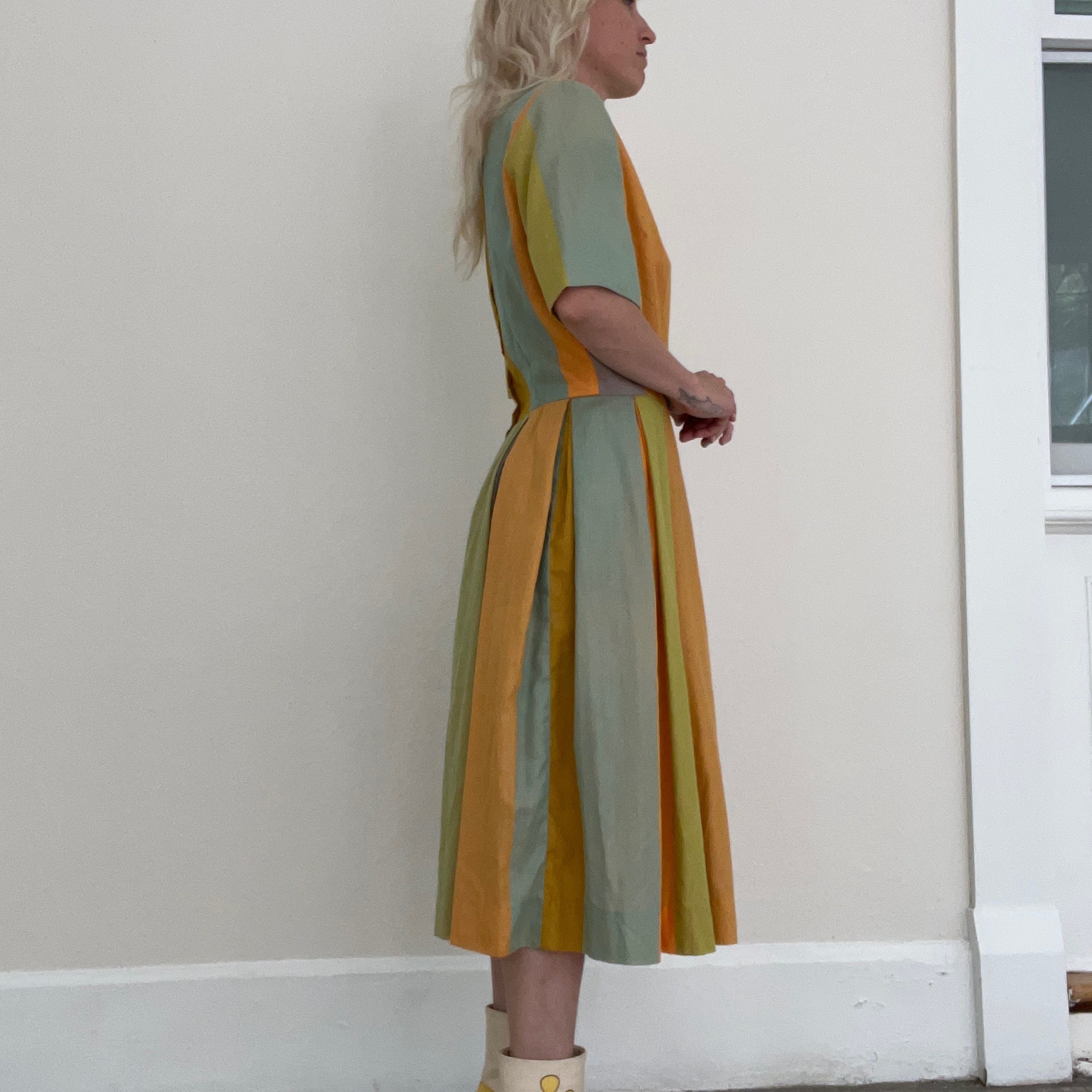 Vintage 1970s Striped Rainbow Dress Stripe // Colorful Hippie Groovy ...