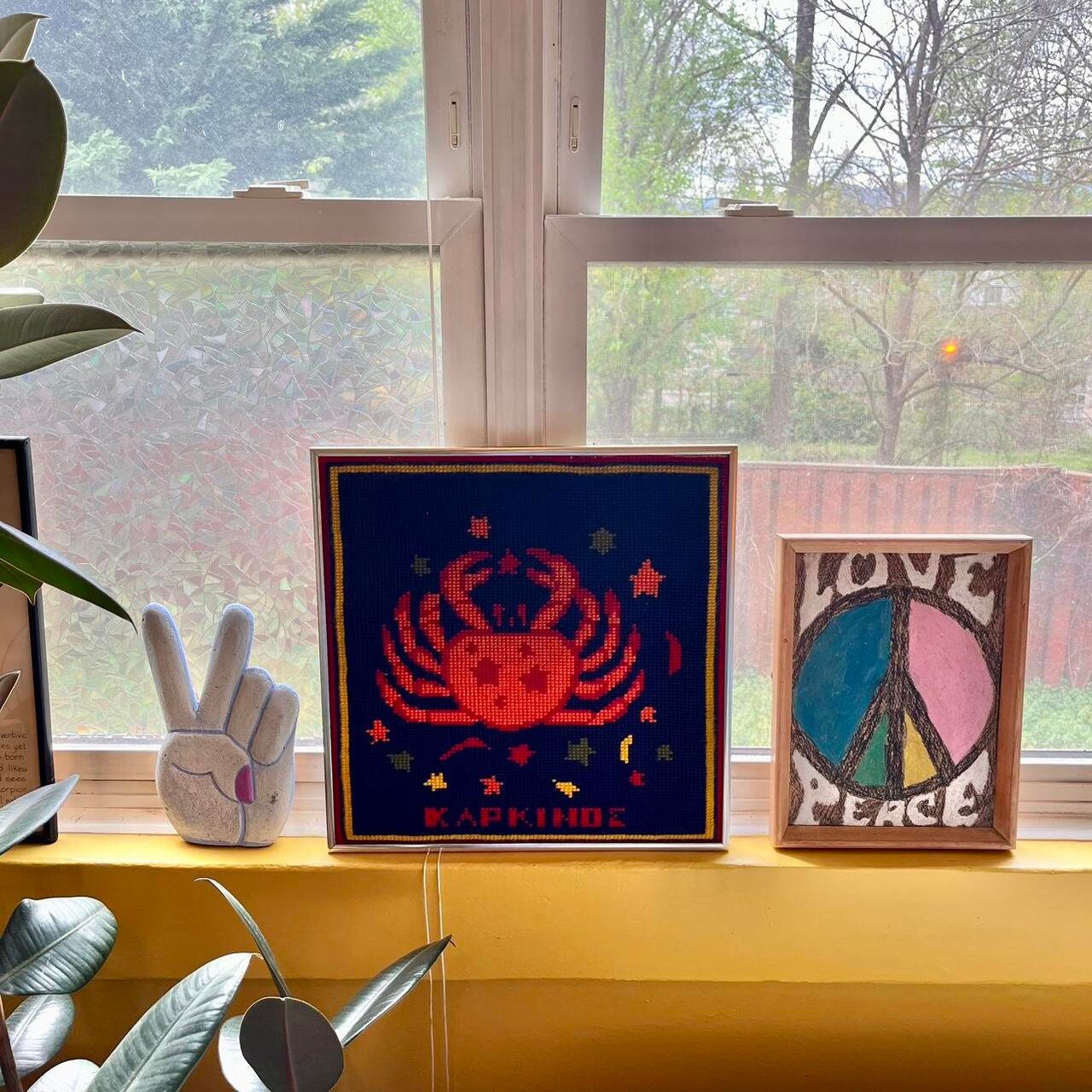 Vintage 1970s Blue Orange Crab Cancer Astrology Needlepoint Wall Art ...