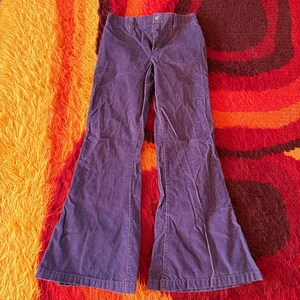 Vintage 1970s Plum Purple Elephant Bells Bellbottoms Flare Pants // Small Hippie Mega Flare Low ...