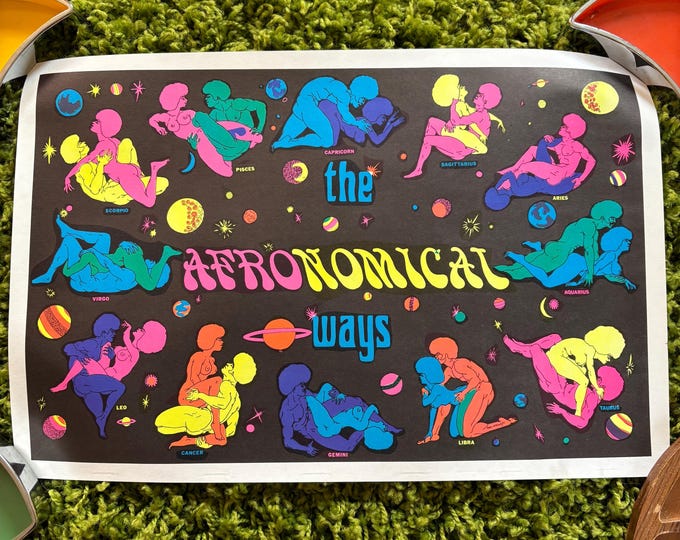 Vintage 1970s Let Me Count the Ways Afronomical Psychedelic Blacklight ...