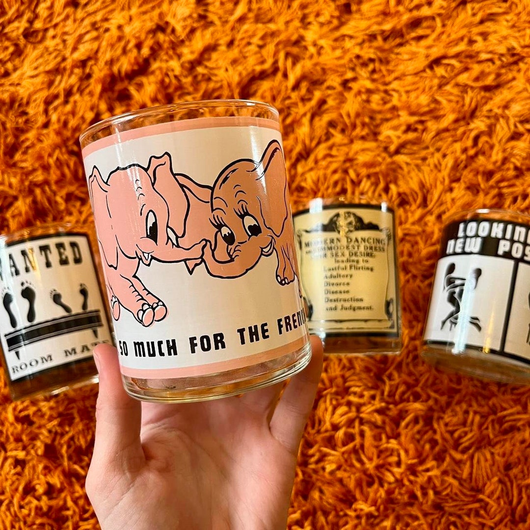Vintage 1970s Novelty Drinking Glasses // Sex Risque Funny Naughty ...