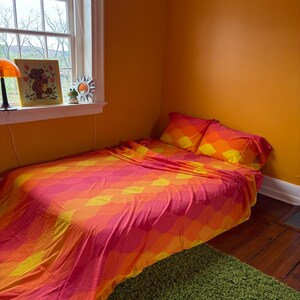 Vintage 1970s Orange Yellow Gold Cannon Seven Seas Sheet Set Queen ...