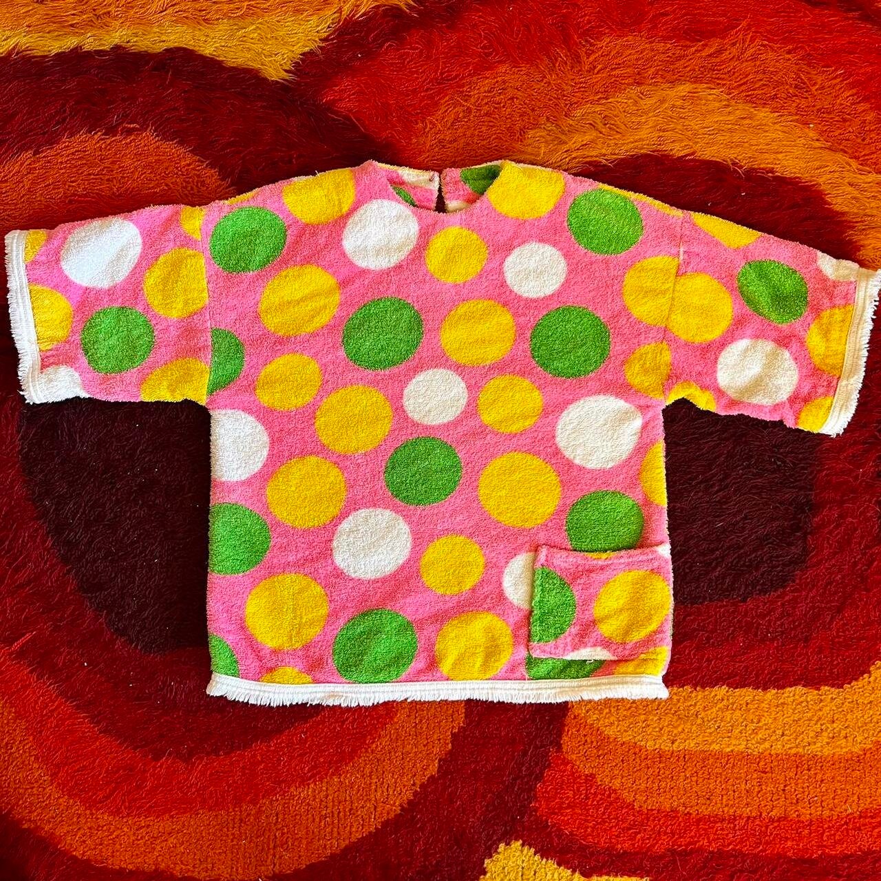 Vintage 1960s 70s Polka Dot Terry Cloth Tunic Top Blouse Coverup ...