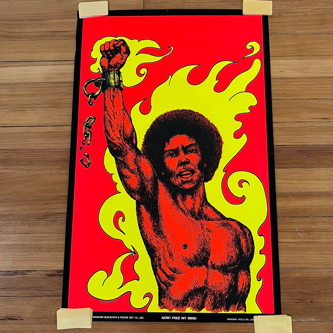 Vintage 1970s Psychedelic Blacklight Poster Civil Rights Protest Trippy ...