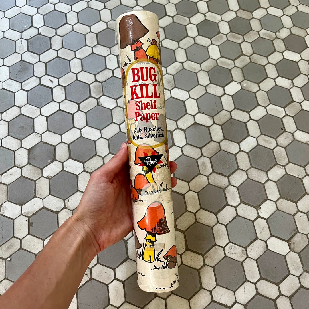 Vintage 1970s Mushroom Shelf Paper Bug Kill Roll 70s 60s Hippie Groovy ...