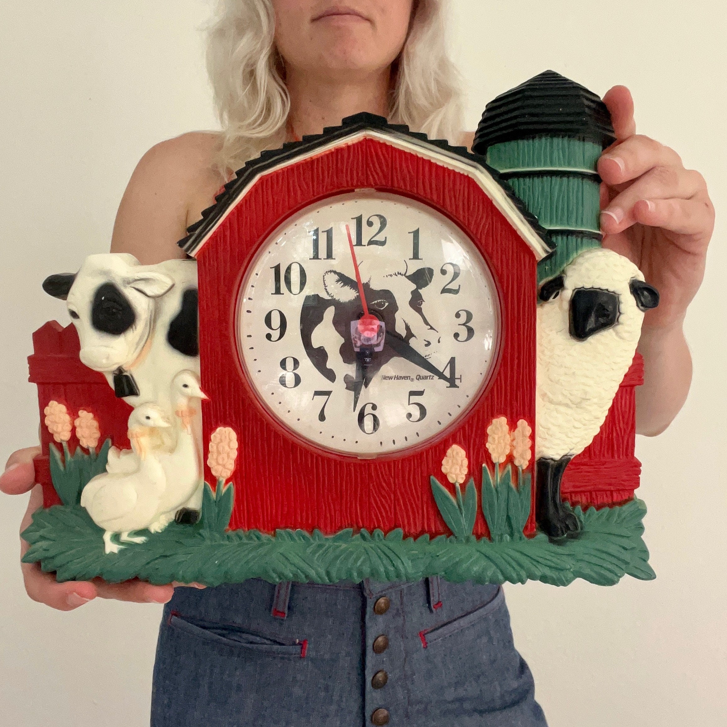 Vintage 1980s Burwood Farm Barn Cow Clock Plastic // Wall Art ...