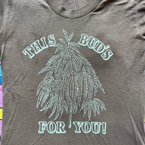 Vintage 1970s 80s Khaki Green Graphic Weed T Shirt Tee Top // Stoner ...