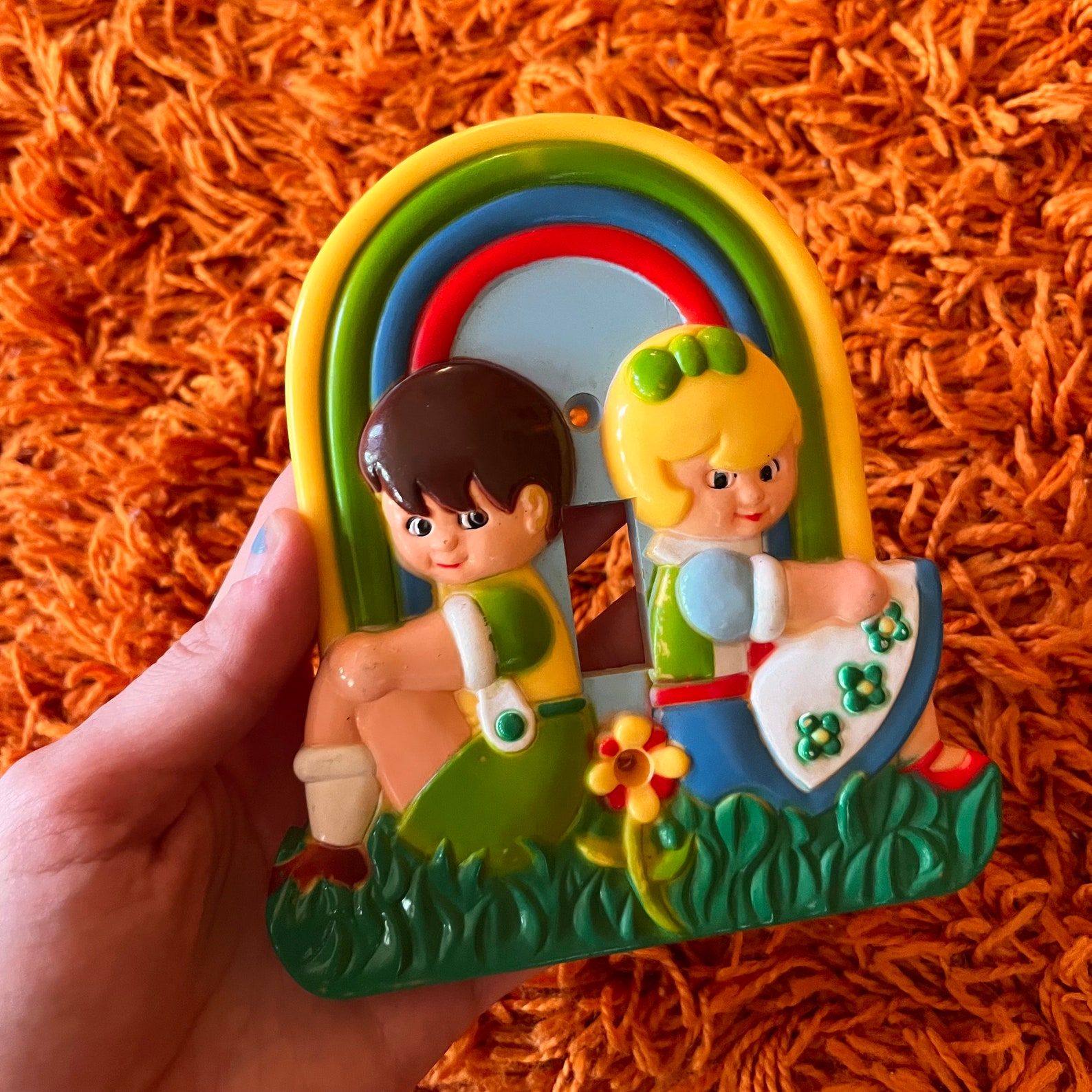 Vintage 1970s Rainbow Children Kids Cartoon Light Switch Cover ...