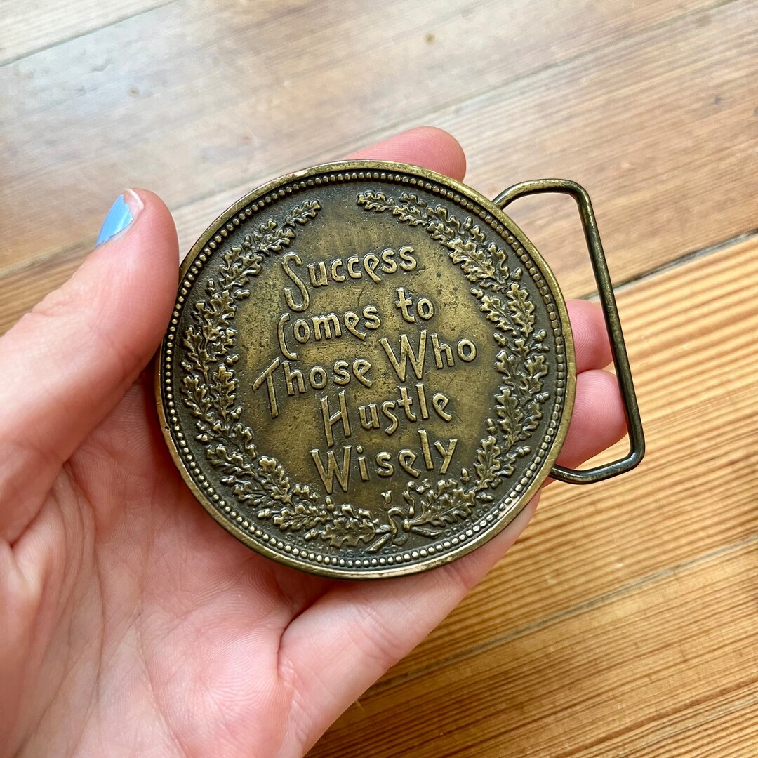 Vintage 1970s Brass Gold Tone Belt Buckle Success Comes to Those Who ...