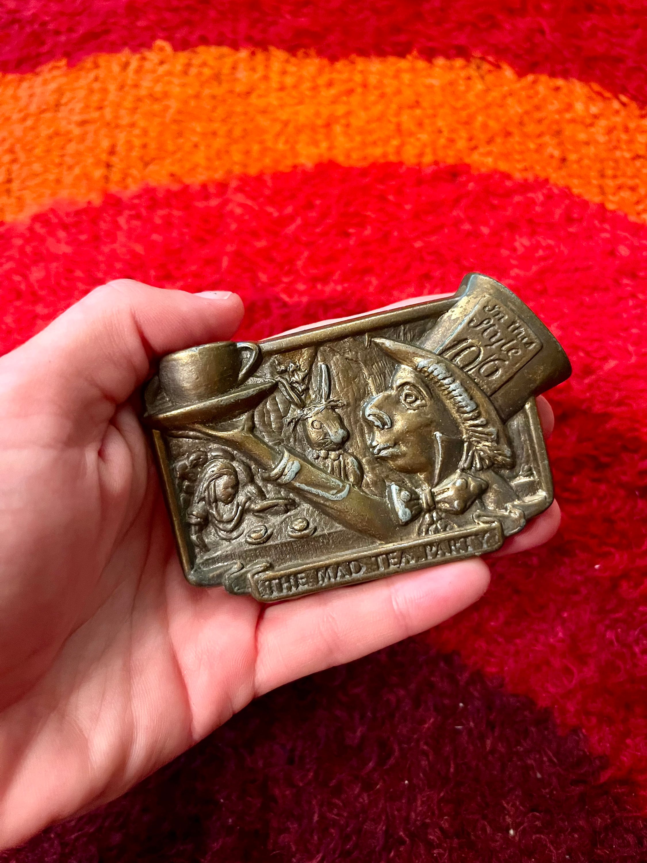 Vintage 1970s Alice in Wonderland Mad Hatter Belt Buckle Bergamot ...