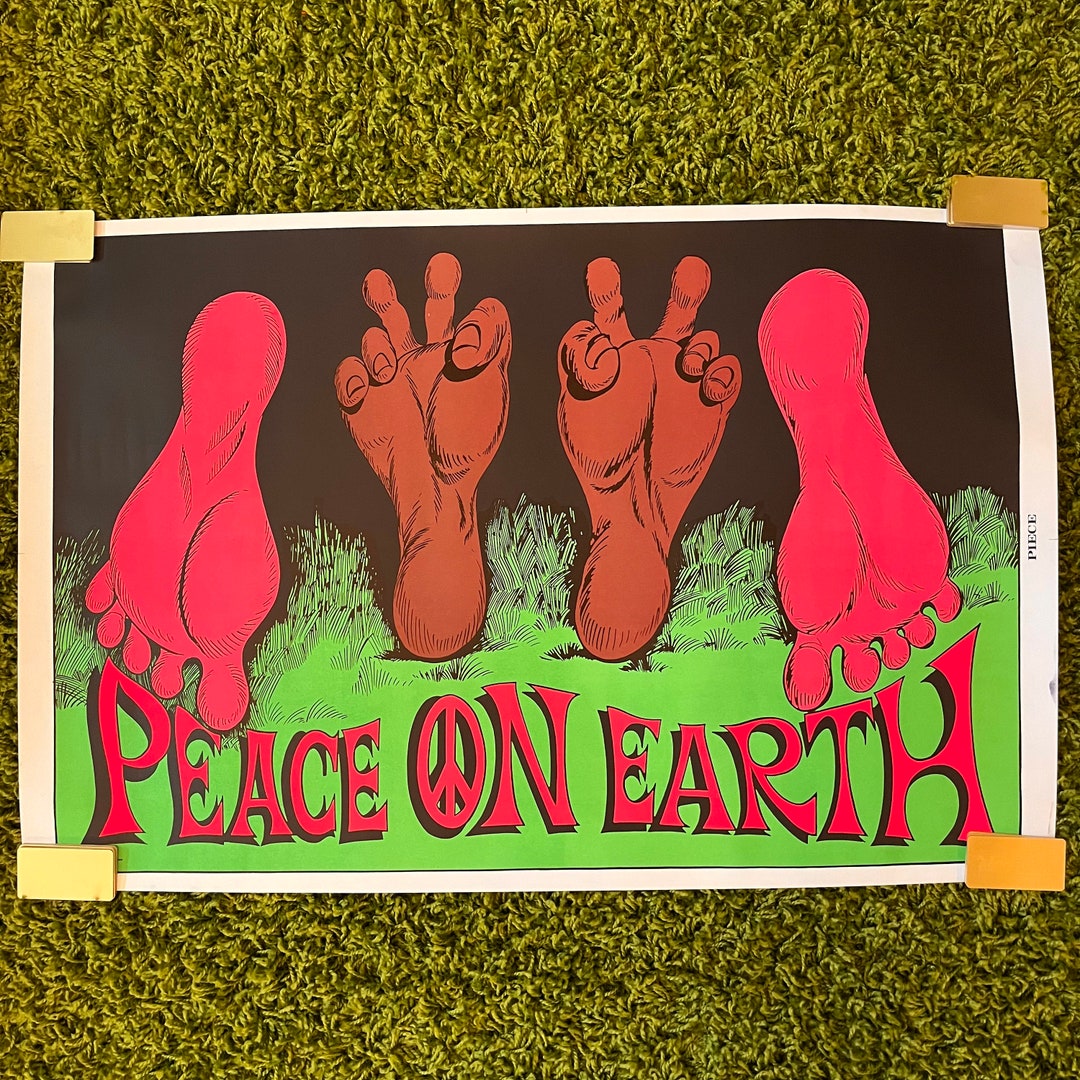 Vintage 1970s Peace Psychedelic Blacklight Poster Fun Funny Risque Feet ...