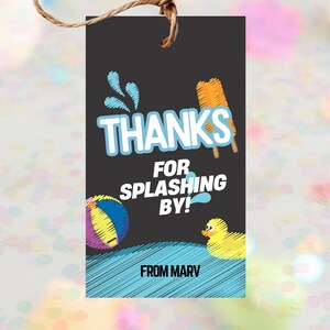 Pool Chalkboard Gift Tag | Printable | Canva Template | Party | Thank ...