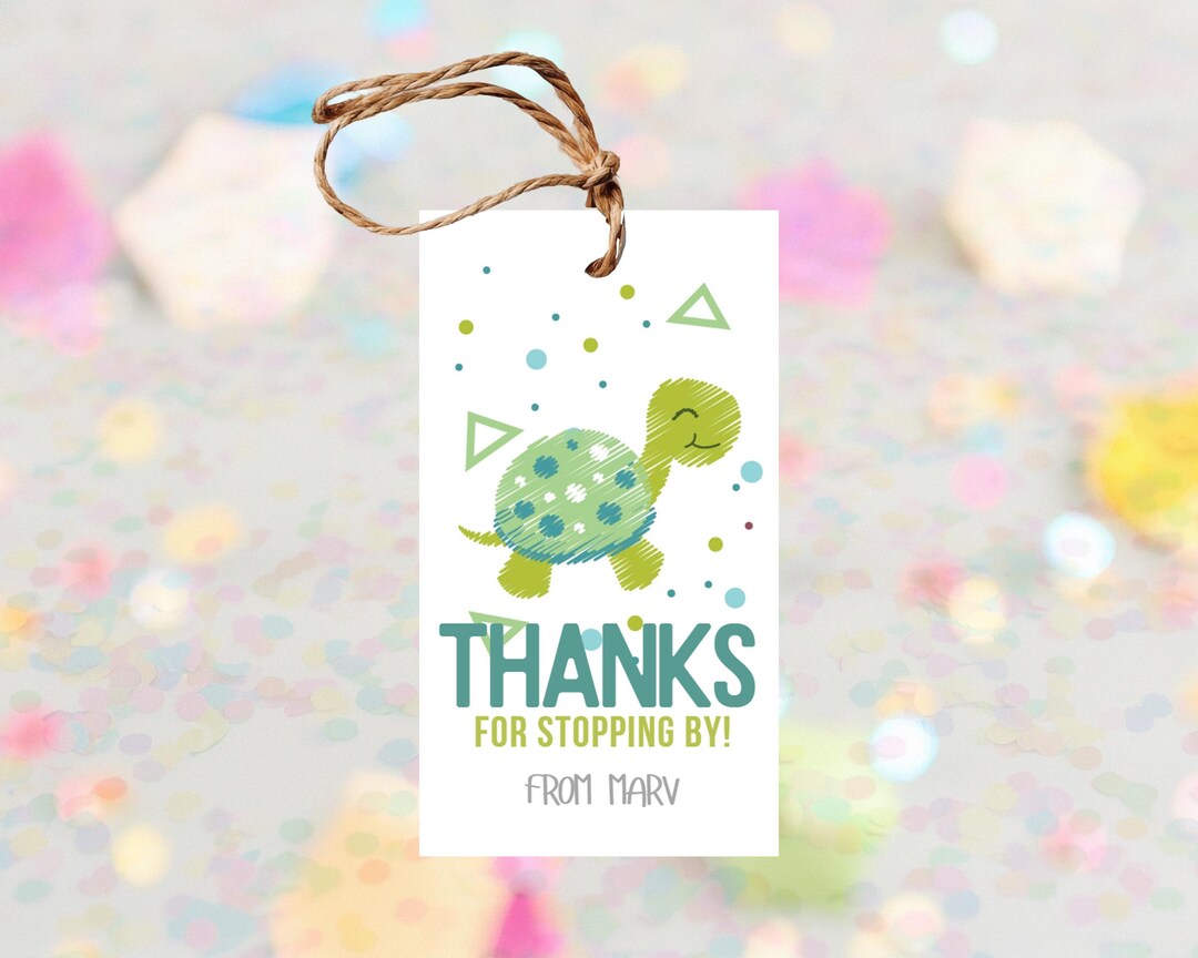 Green Turtle Gift Tag | Printable | Canva Template | Party | Thank You ...