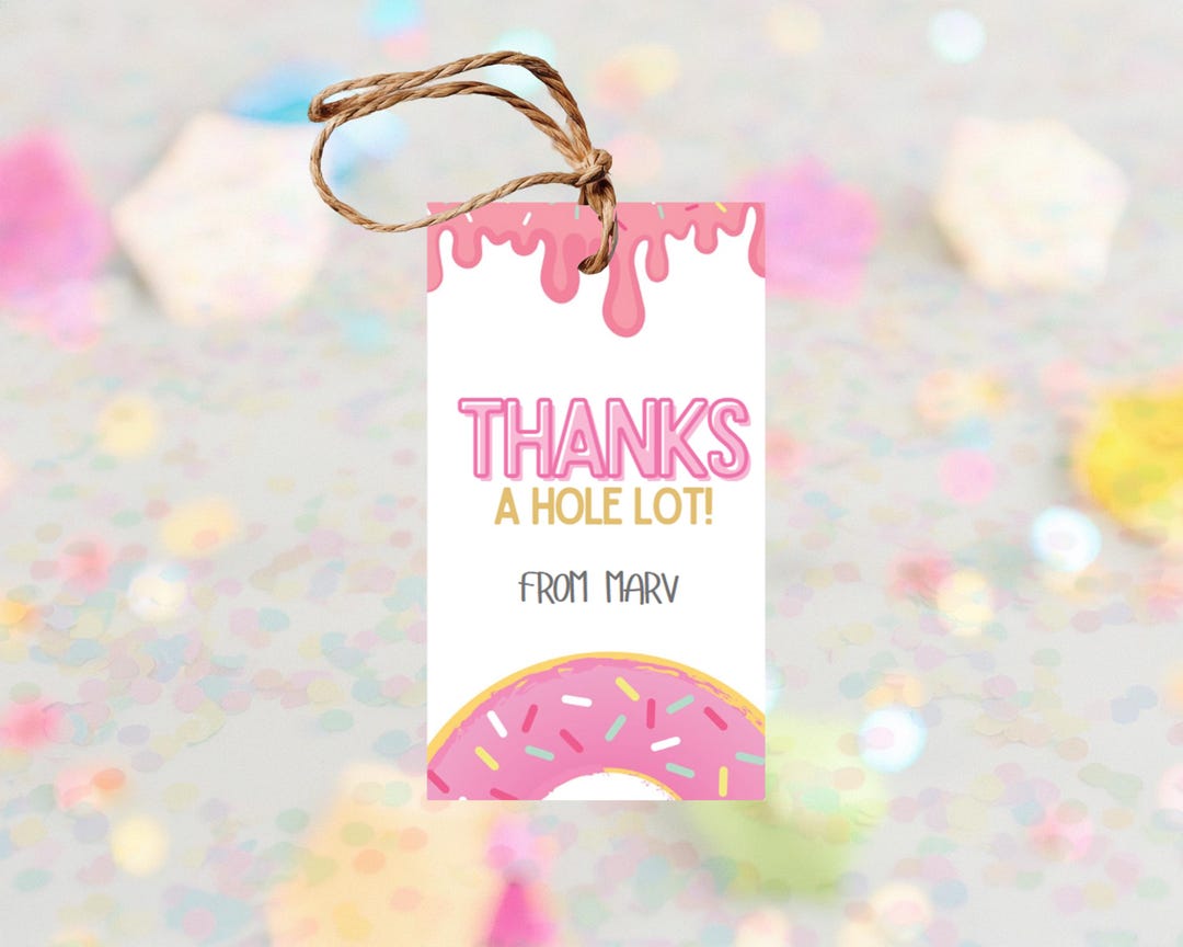 Pink Donut Gift Tag | Printable | Canva Template | Party | Thank You ...