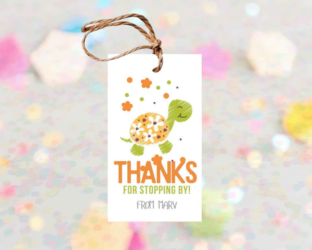 Orange Turtle Gift Tag | Printable | Canva Template | Party | Thank You ...