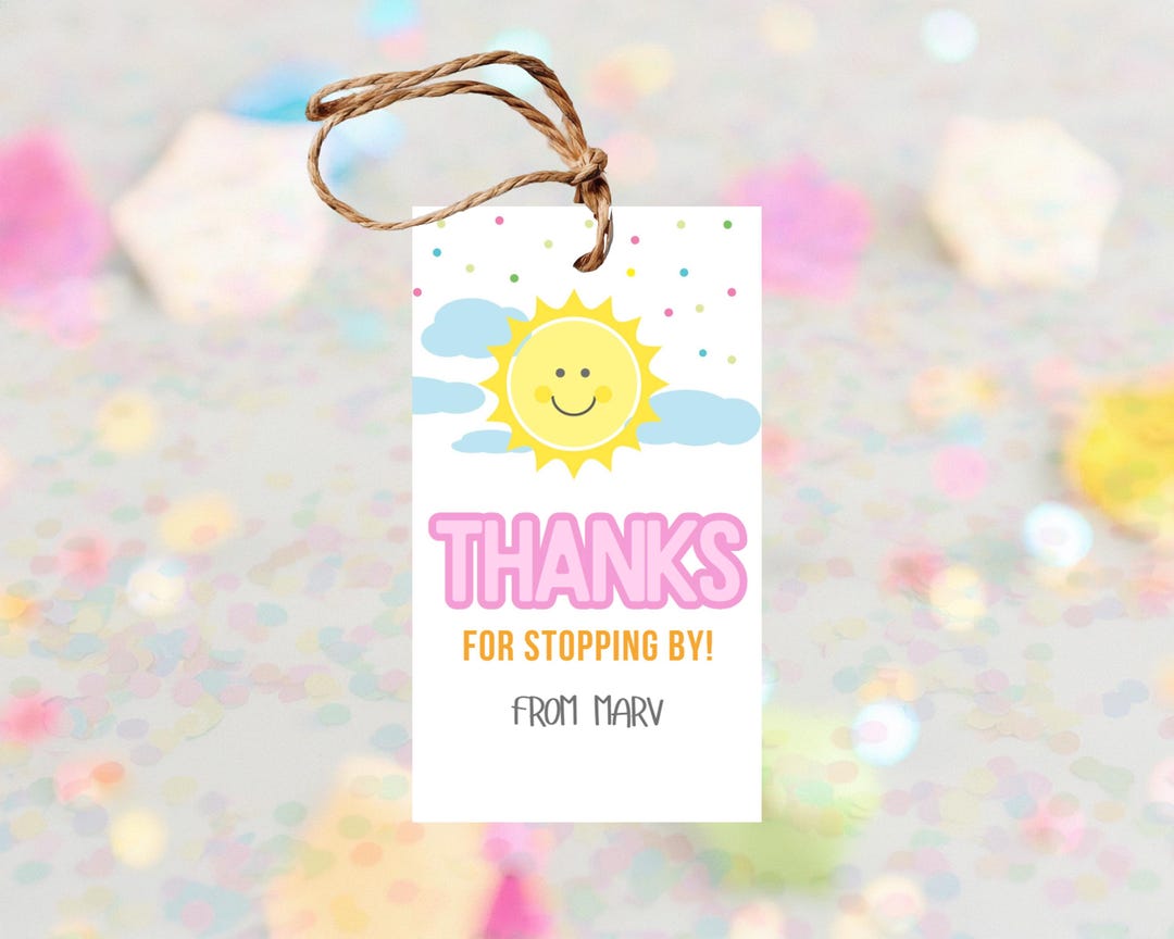 Pink Sunshine Gift Tag | Printable | Canva Template | Party | Thank You ...