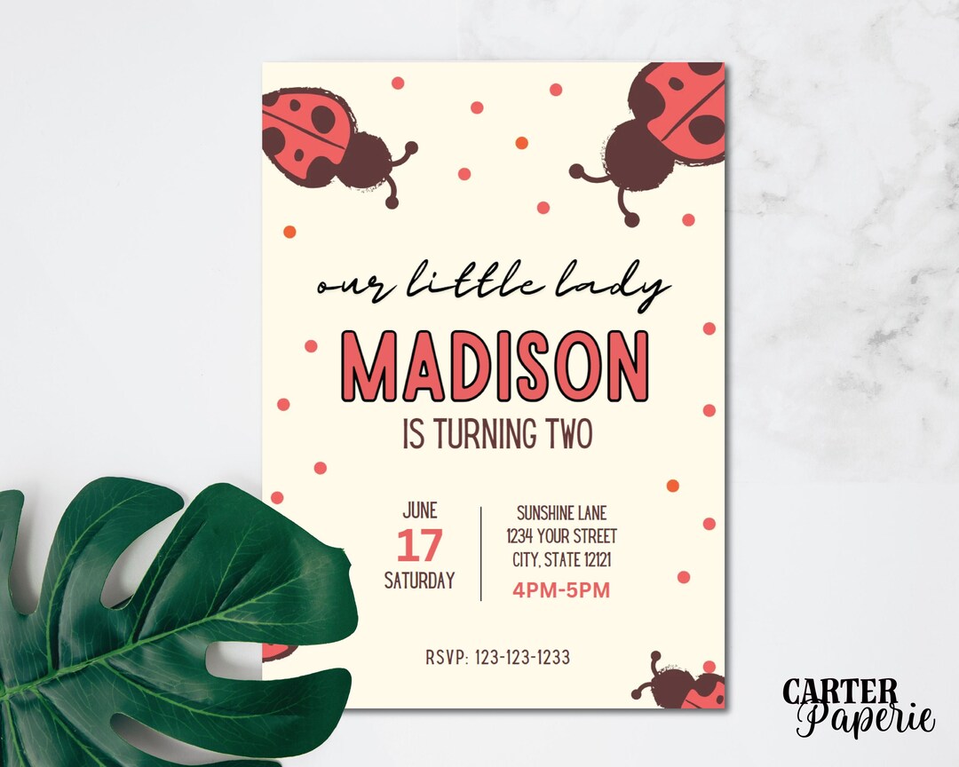 Lady Bug Invitation | Printable | Canva Template | Party - Etsy
