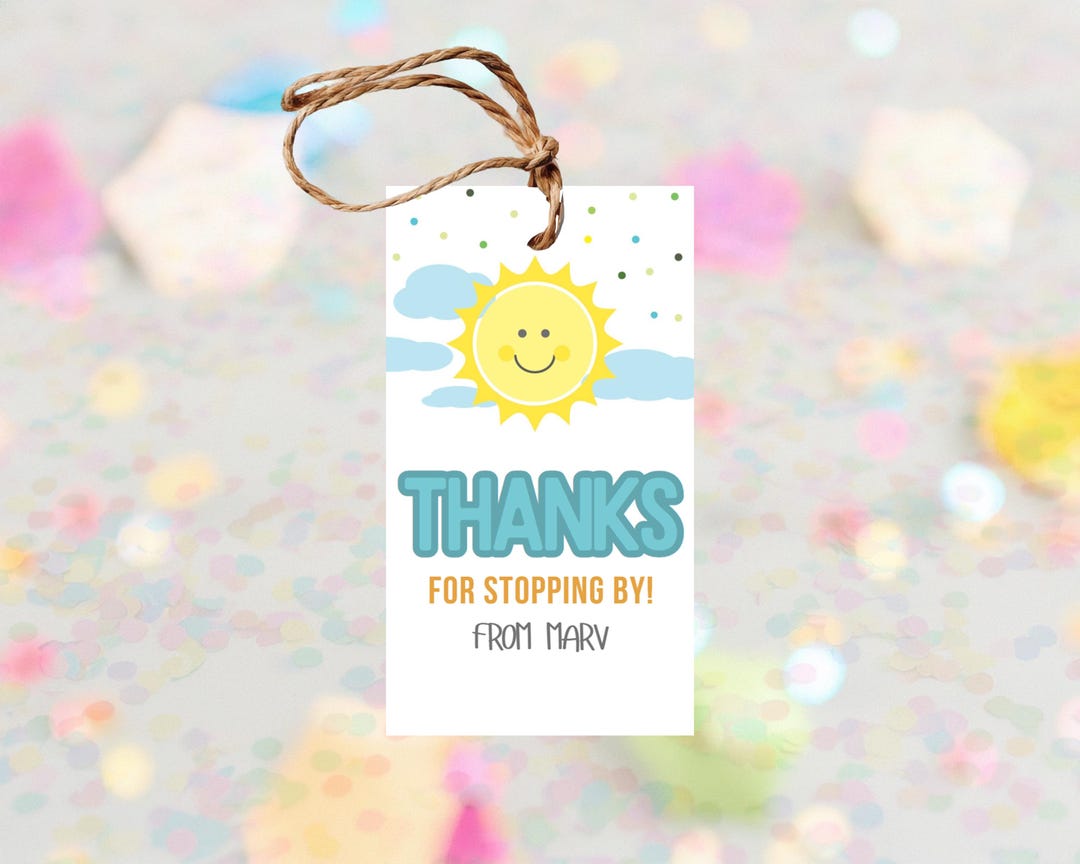 Blue Sunshine Gift Tag | Printable | Canva Template | Party | Thank You ...
