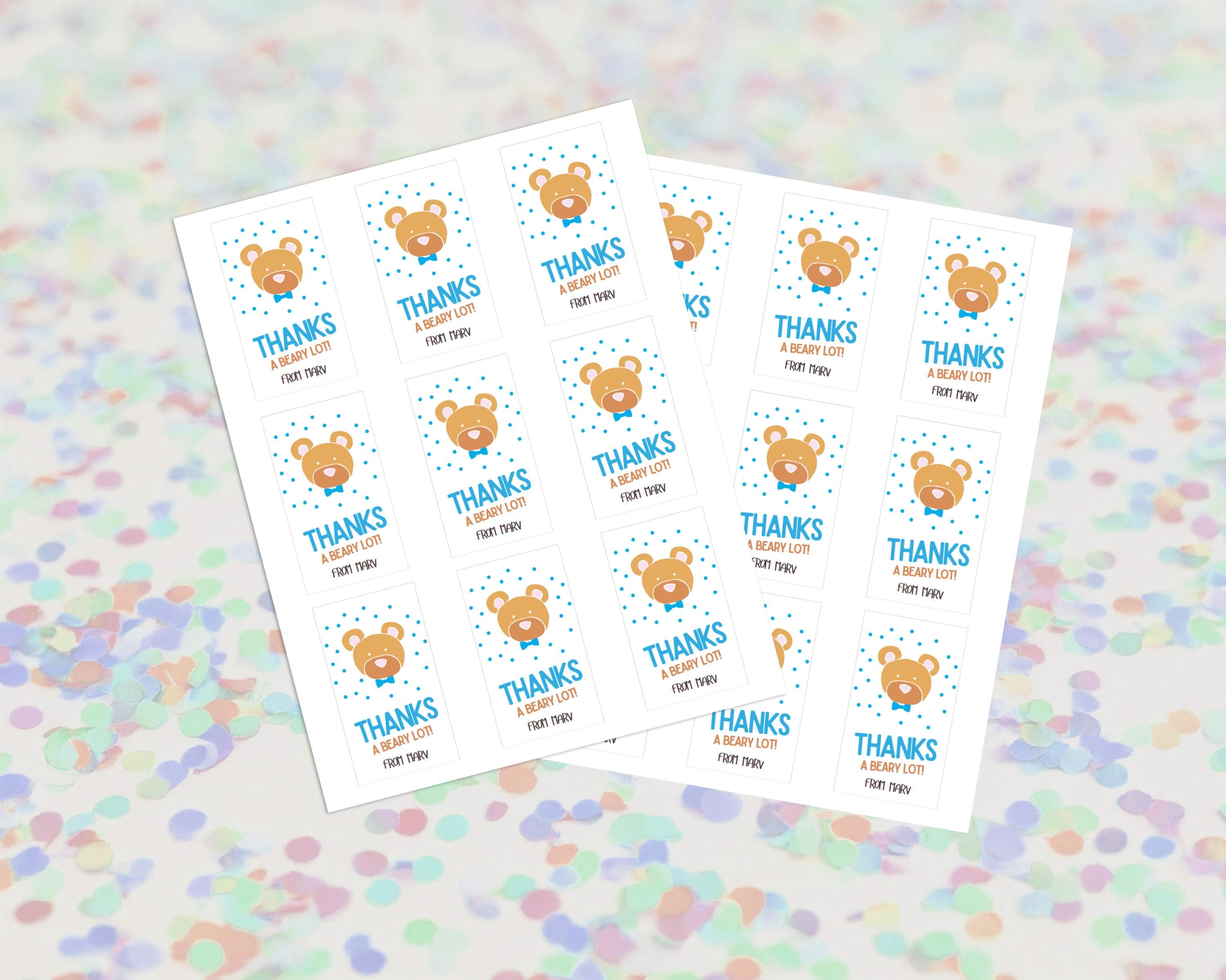 Blue Teddy Bear Gift Tag | Printable | Canva Template | Party | Thank ...