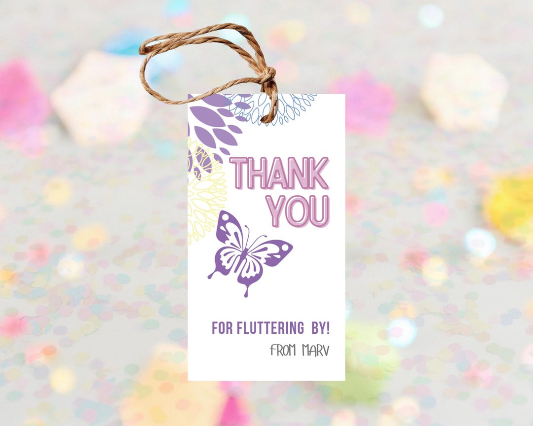Butterfly Gift Tag | Printable | Canva Template | Party | Thank You Tag ...