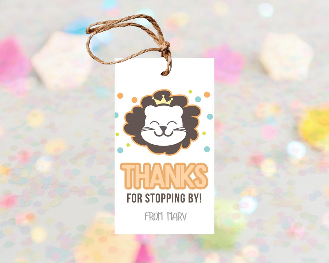 Lion Gift Tag | Printable | Canva Template | Party | Thank You Tag ...