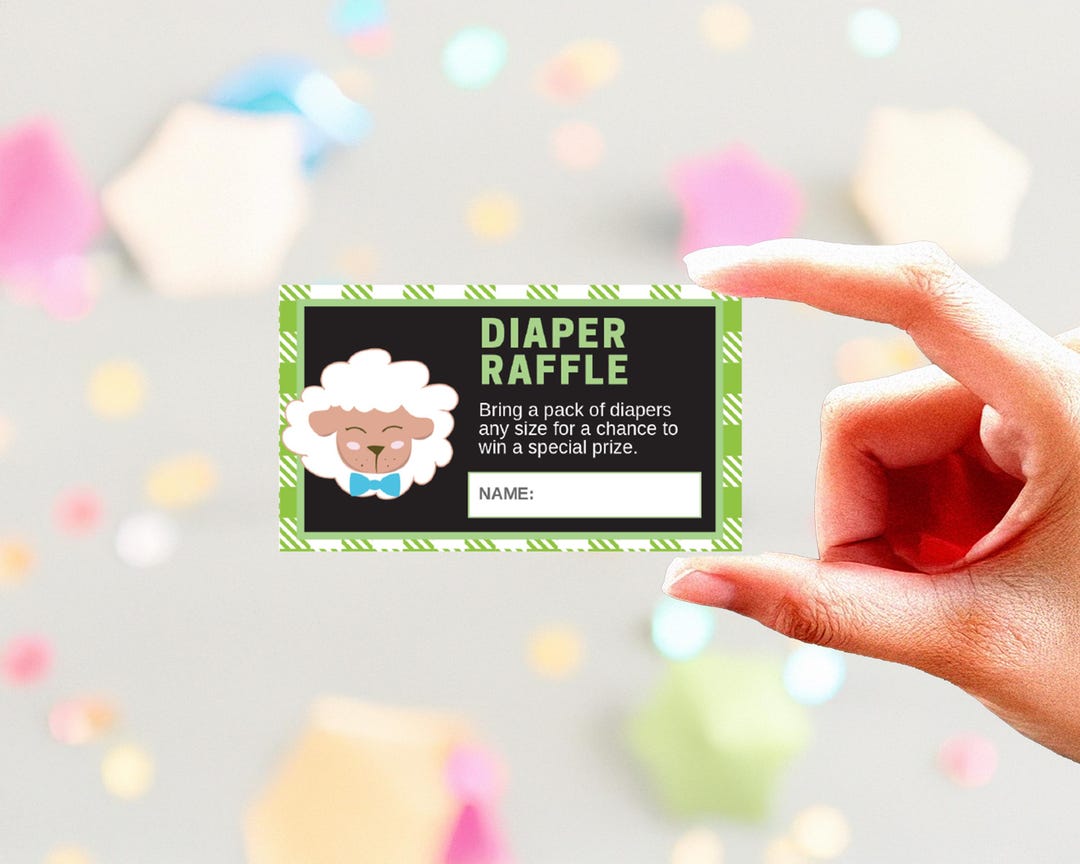 Diaper Raffle Ticket | Green Sheep Baby Shower | Printable | Party ...