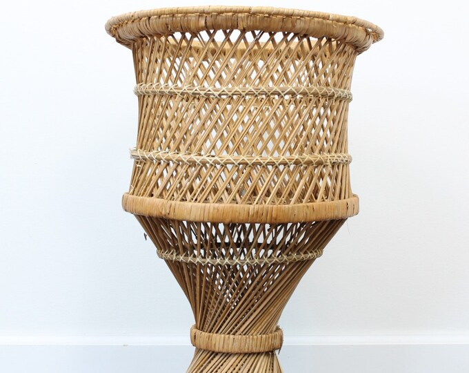 Vintage Wicker Plant Stand, Boho Plant Decor - Etsy