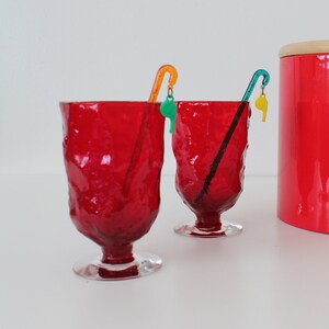 Vintage Ruby Red Crinkle Ice Glasses, Morgantown Seneca Driftwood ...