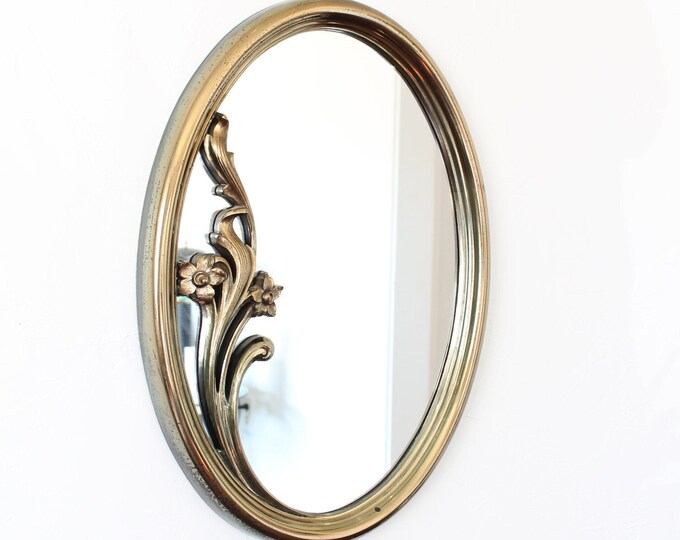 Vintage Syroco Mirror, Vintage Gold Framed Mirror With Flower Design - Etsy