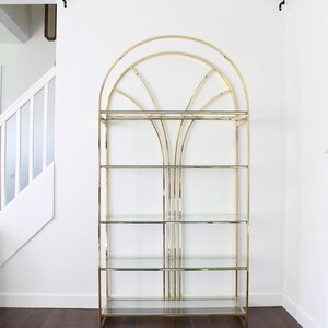 Vintage Brass Arched Etagere Shelf Unit, Hollywood Regency, 80's Art ...