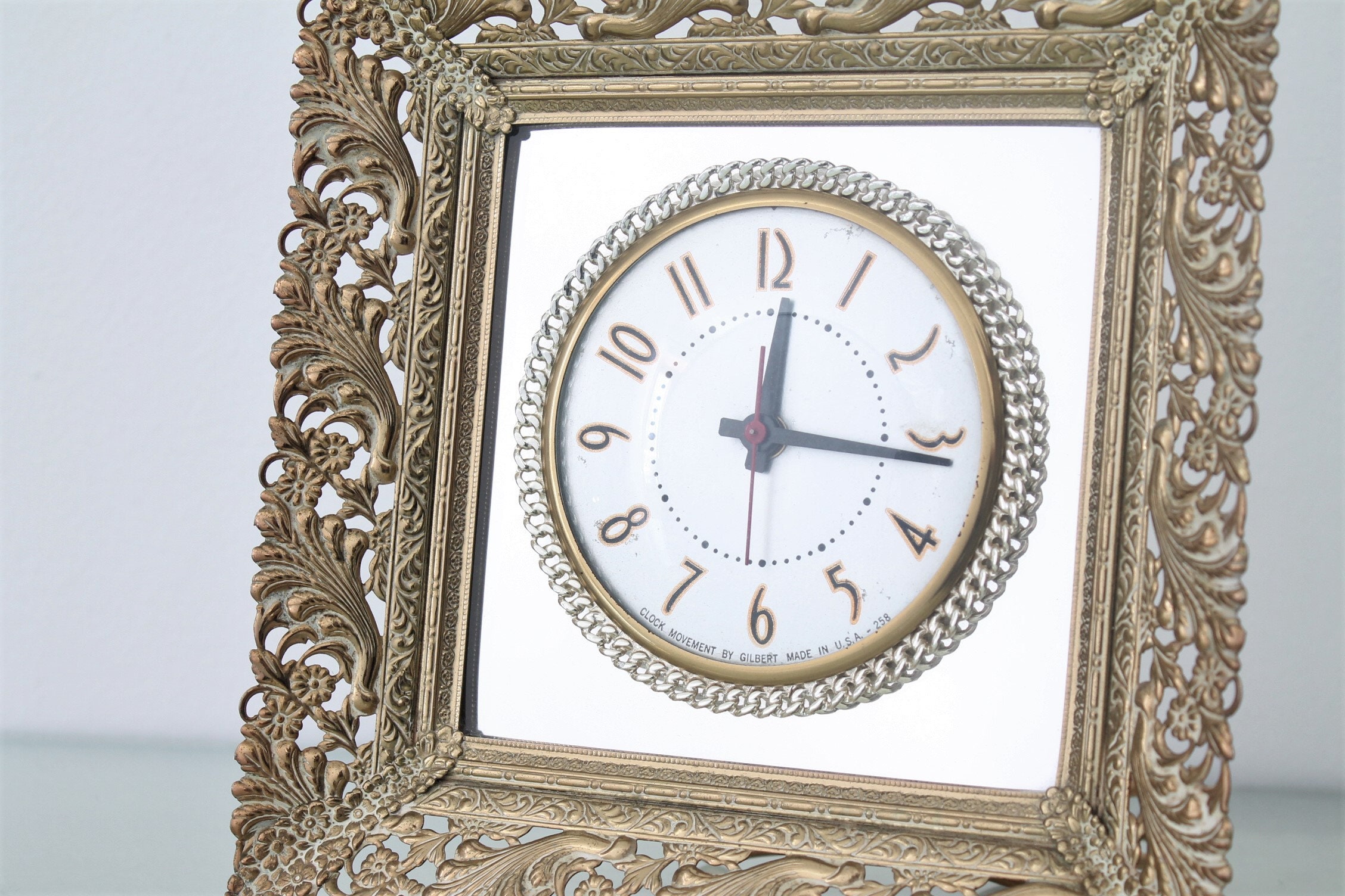 Vintage Ornate Gold Electric Clock Filigree Gilt Framed - Etsy
