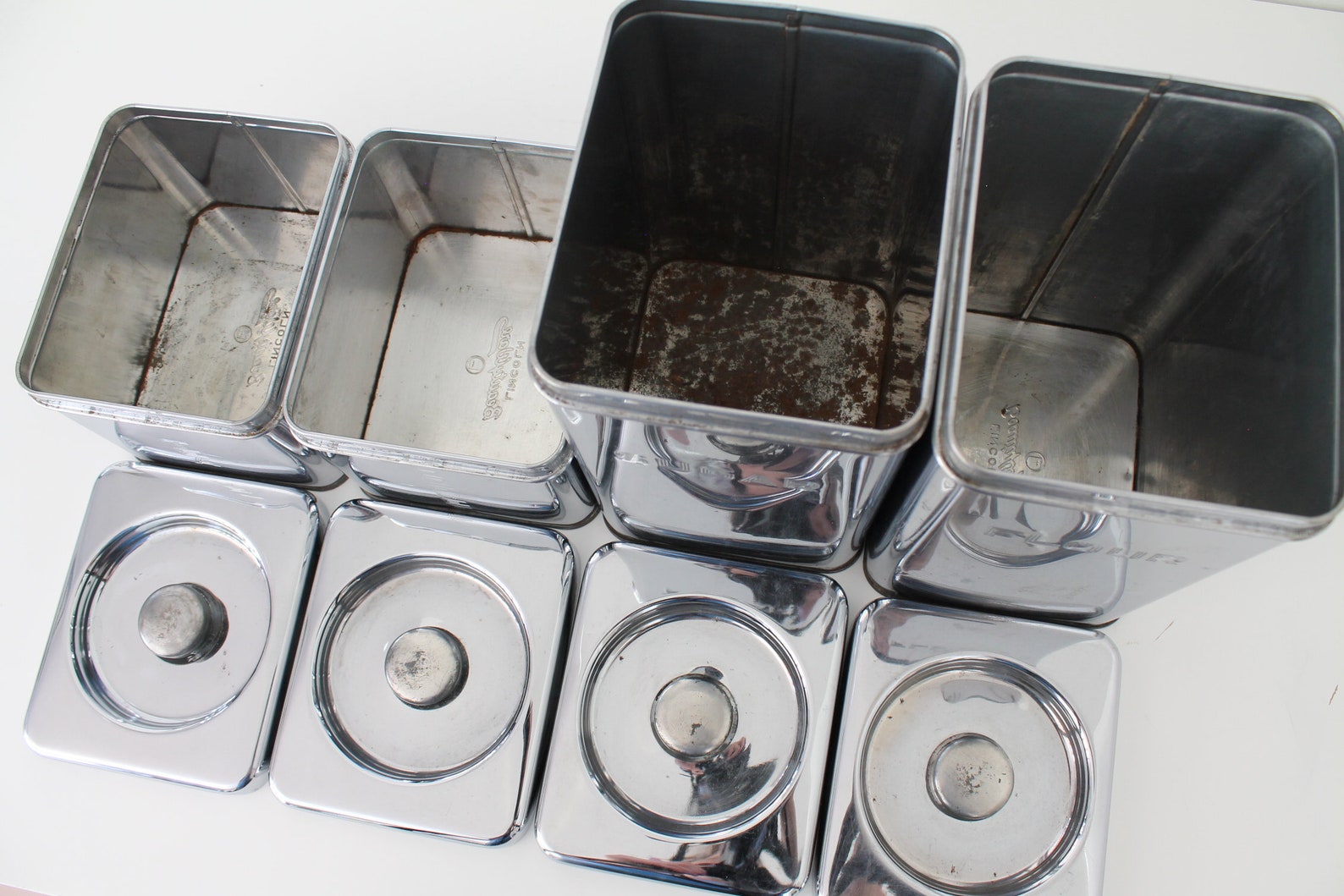 Mid-Century Kitchen Canister Set Flour Sugar Coffee Tea | Etsy