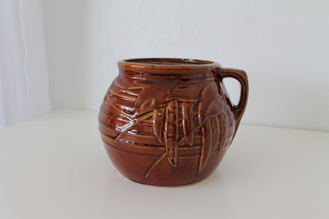 Vintage Mccoy Brown Pea Pod and Leaf Design Soup Tureen, USA Pottery ...