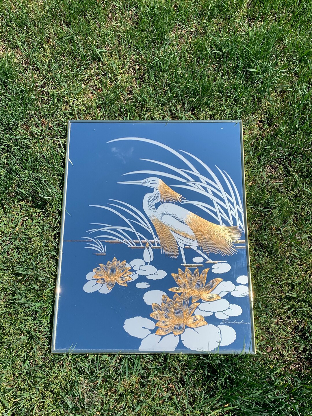 Vintage Gold Crane Wall Mirror, Retro 80's Art Deco Wall Art - Etsy