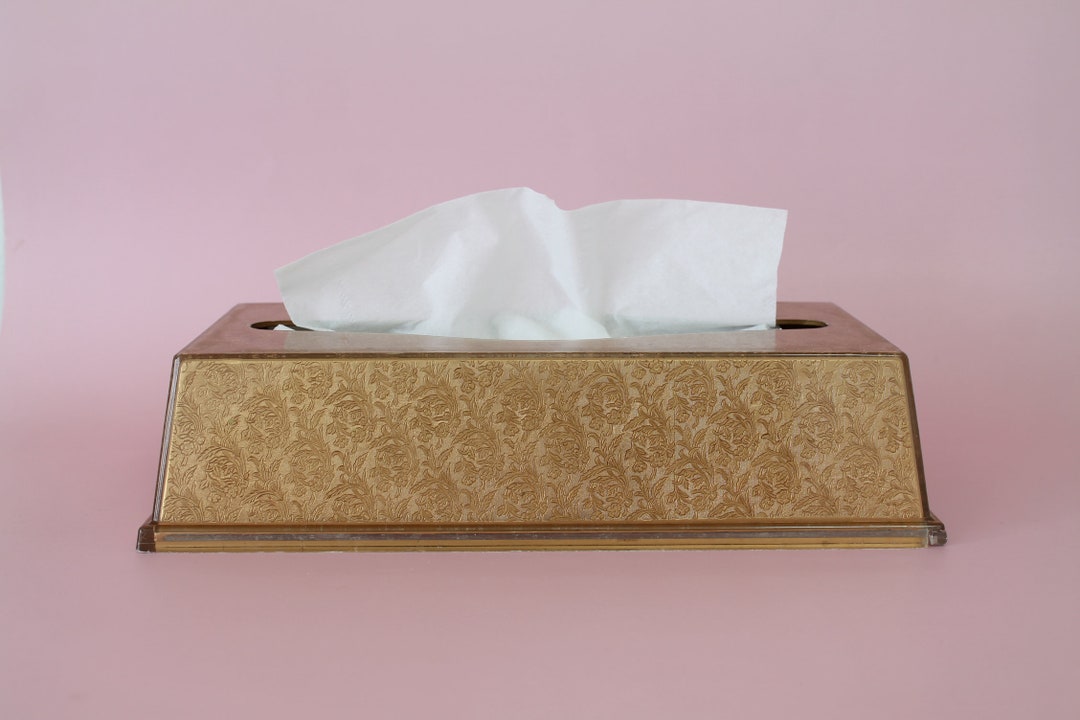 Vintage Gold Tissue Box Cover, Retro Mid-century Bathroom Accessory - Etsy