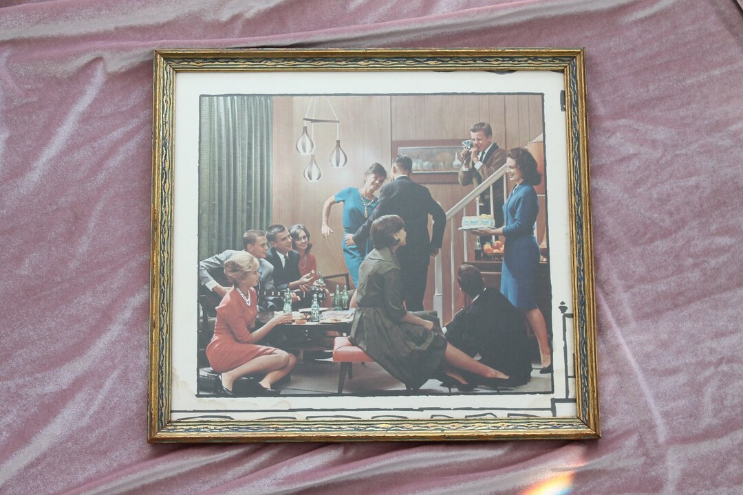 Vintage Mid-century Cocktail Party Art Print Wall Décor, Framed Retro Photo Poster - Etsy