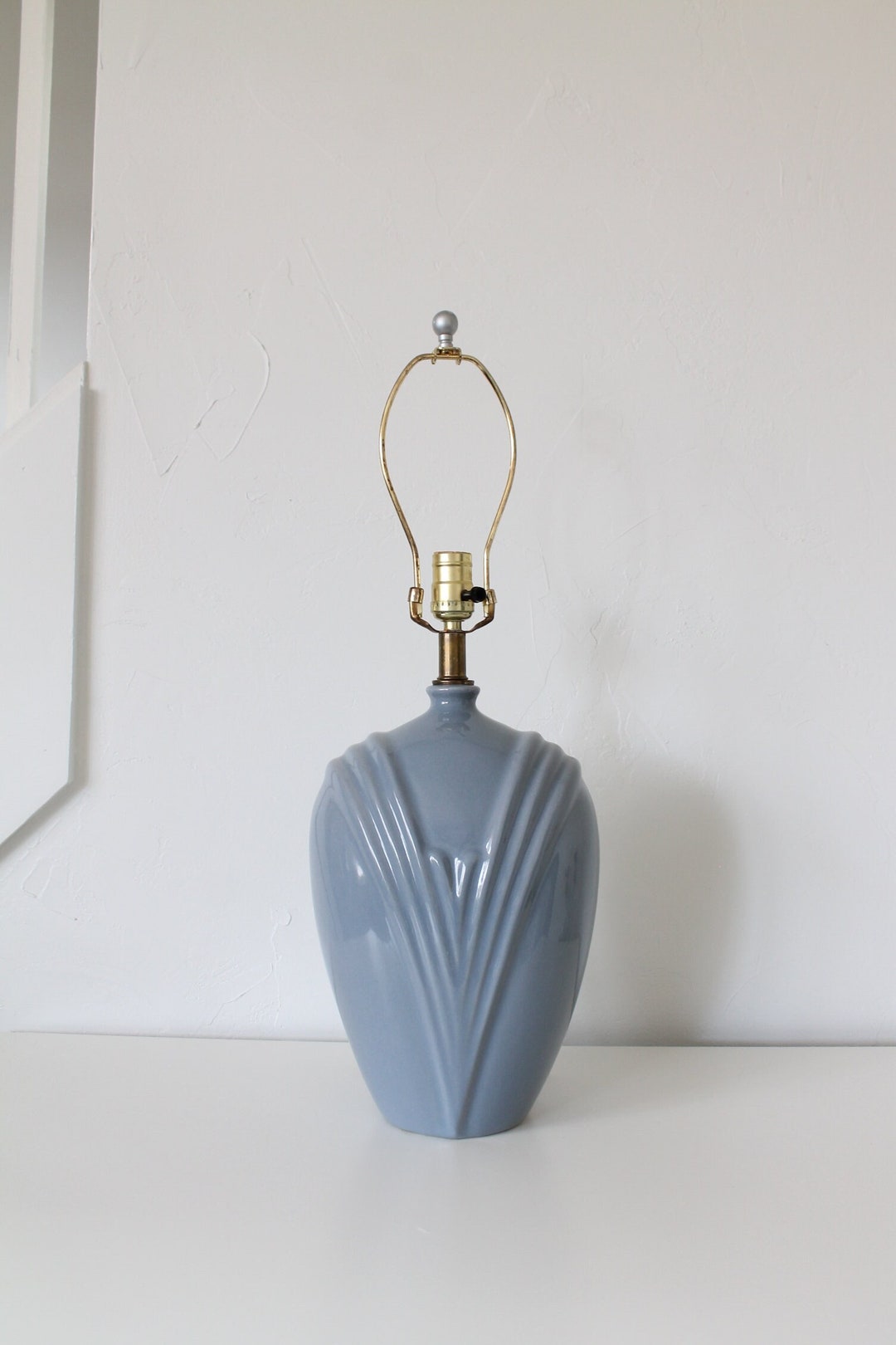 Vintage 80's Art Deco Lamp, Retro Blue Ceramic Table Lamp by Markel - Etsy