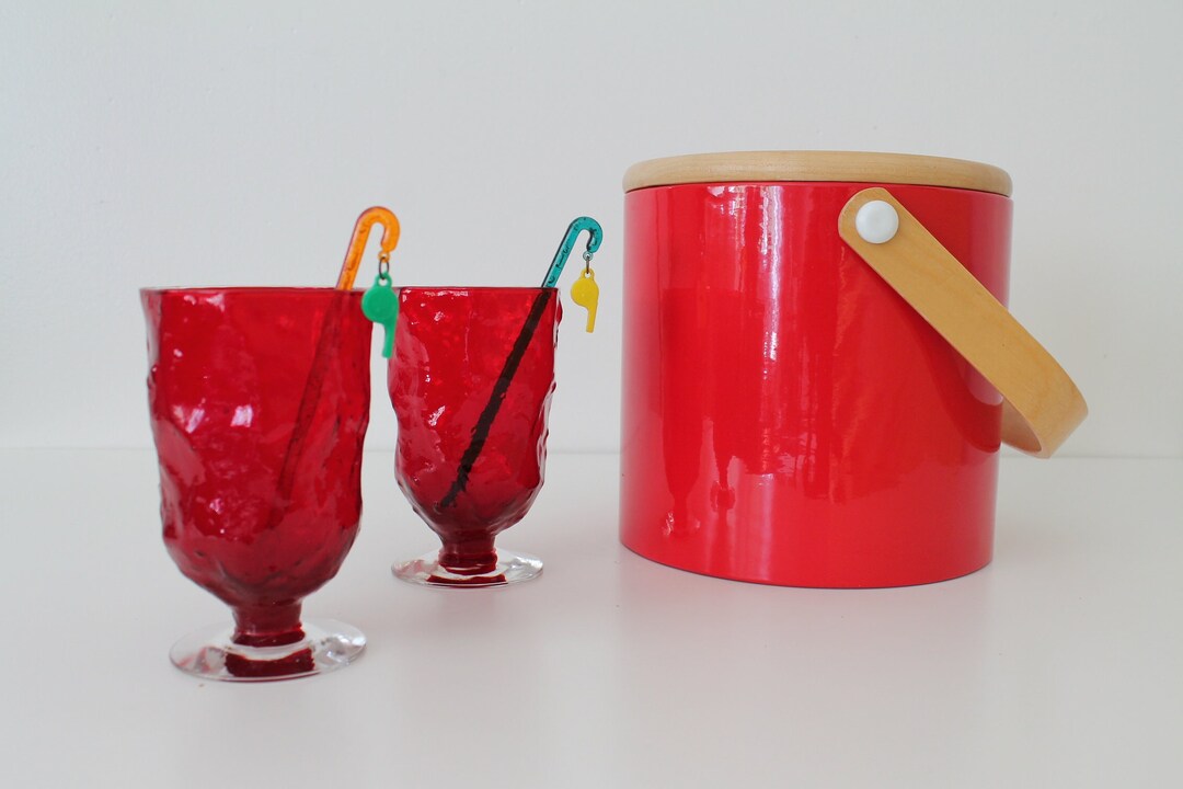 Vintage Ruby Red Crinkle Ice Glasses Morgantown Seneca - Etsy