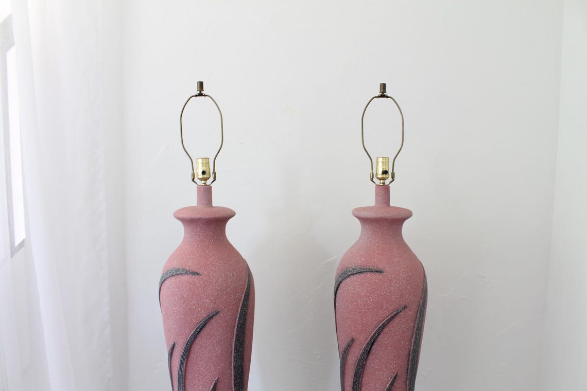 Vintage 80s/90s Sculptural Floor Lamps: Pink & Gray Postmodern Lighting ...