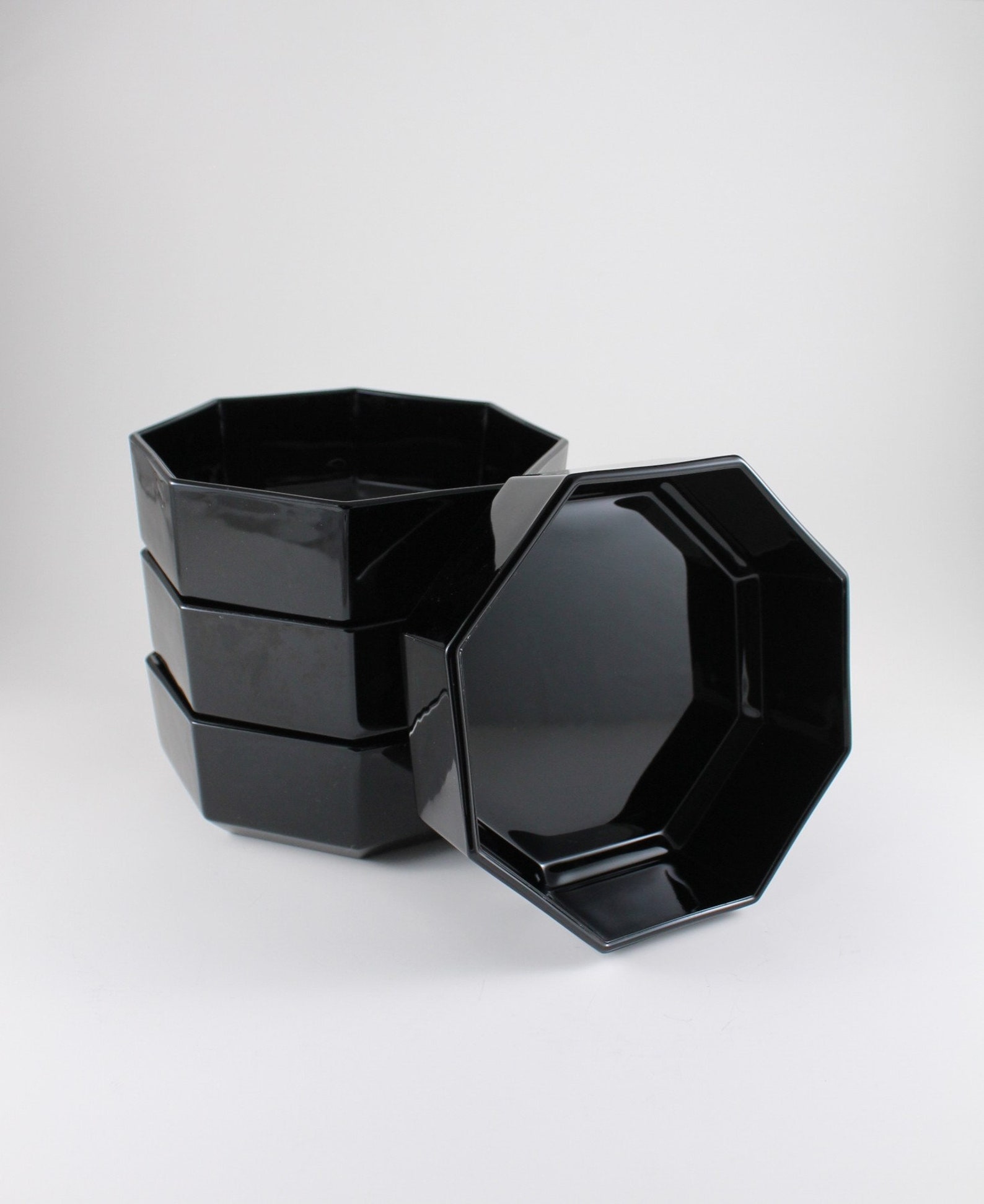 Vintage Black Arcoroc Octime Bowls Octagon Dinnerware Soup or | Etsy