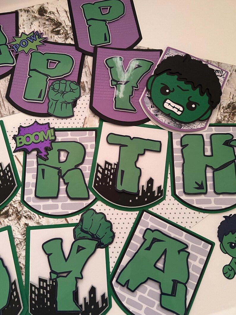 Hulk Party Decor, Green Man Birthday, Hulk Birthday Party, Hulk Garland ...