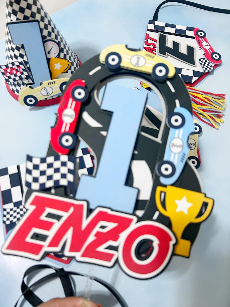 Race Car Cake Topper, Fist Race Car, Fast One Cake Topper, Decorations ...