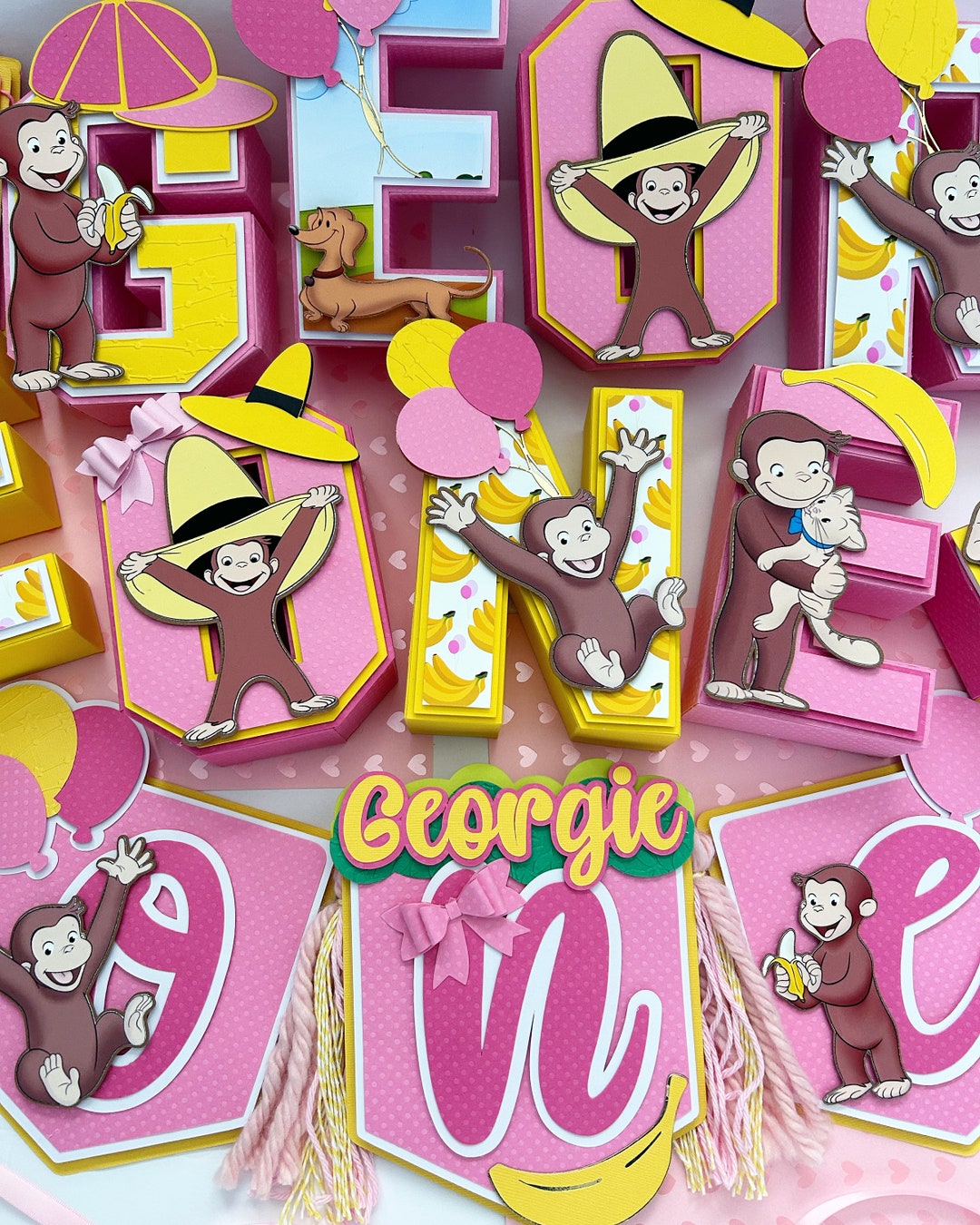Curious Custom Theme, 3d Letter Name, Monkey Decoration, Curious George ...