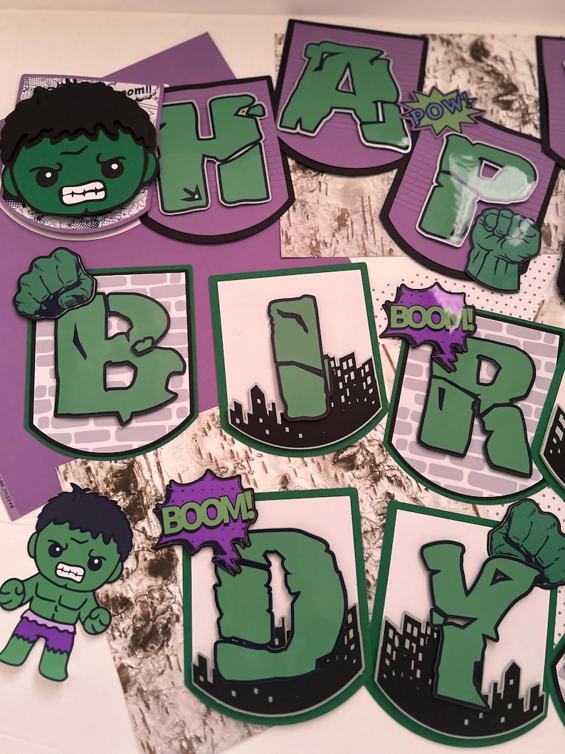 Hulk Party Decor, Green Man Birthday, Hulk Birthday Party, Hulk Garland ...
