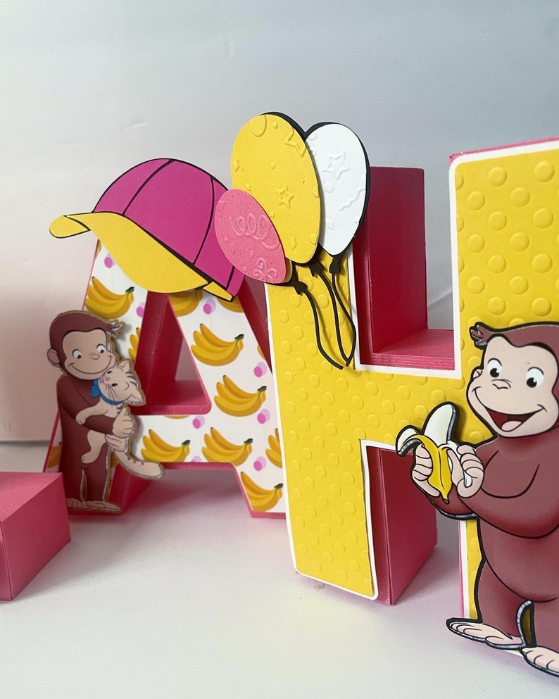 Curious Custom Theme 3d Letter Name Monkey Decoration - Etsy