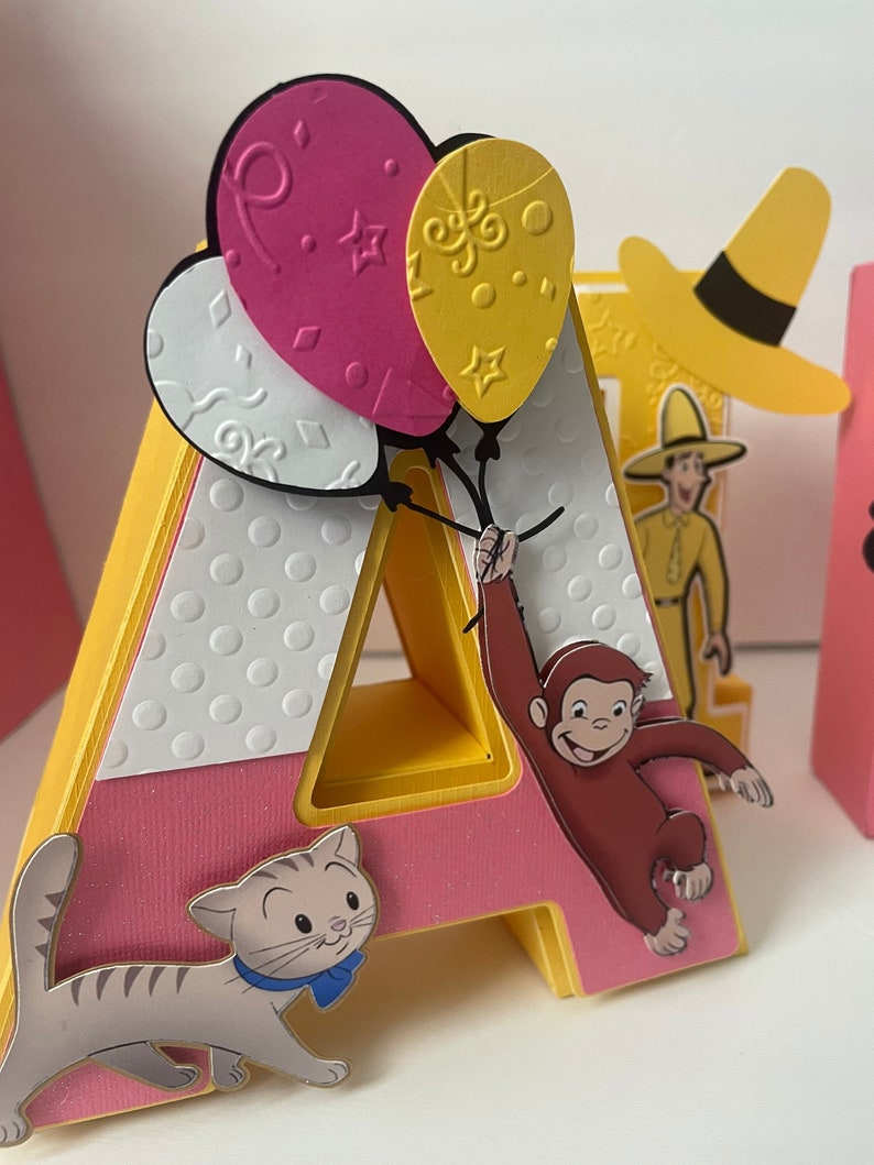 Curious Custom Theme 3d Letter Name Monkey Decoration - Etsy