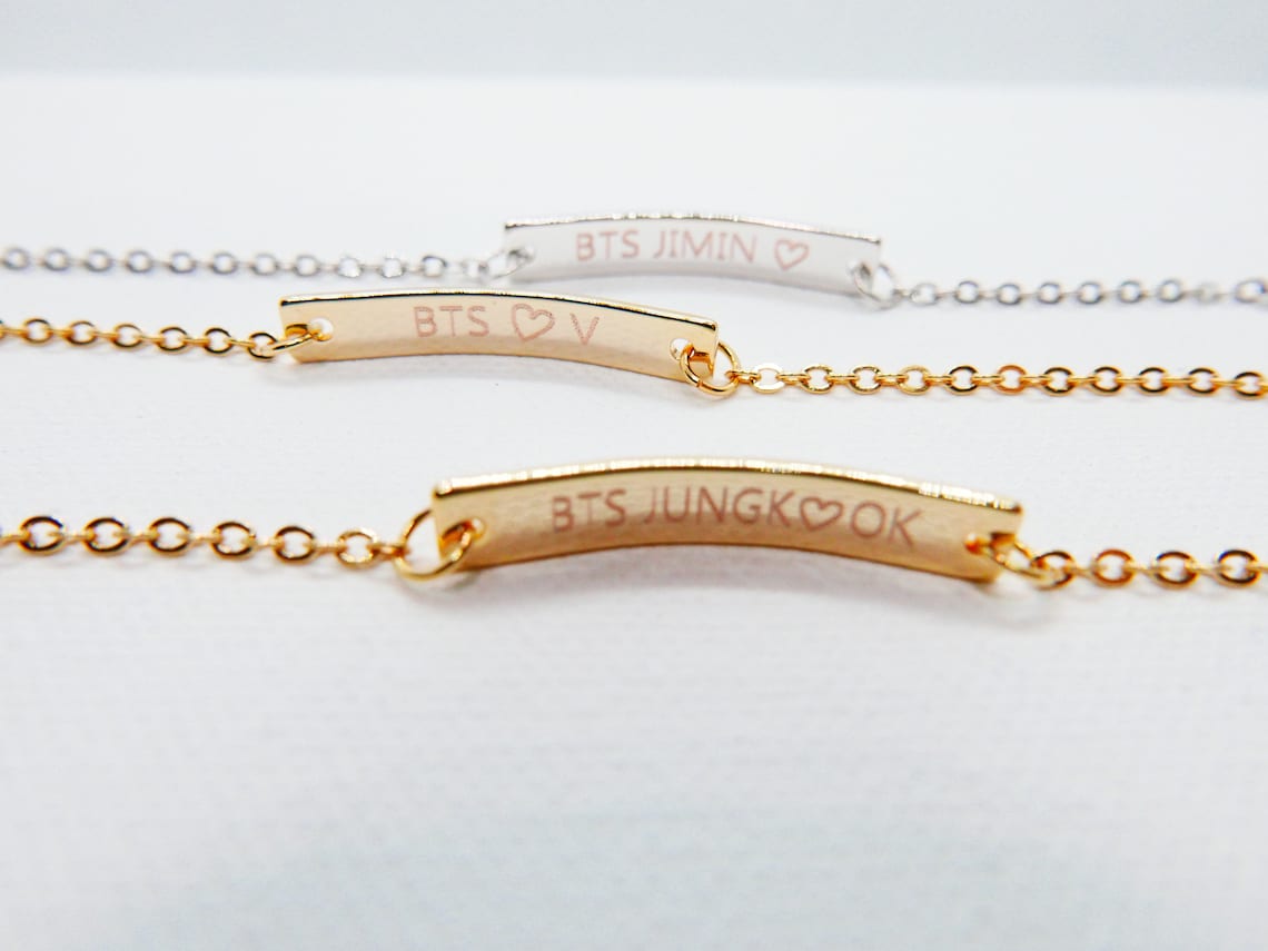 BTS Bracelet-personalized Name Bar With Army's Favorite - Etsy