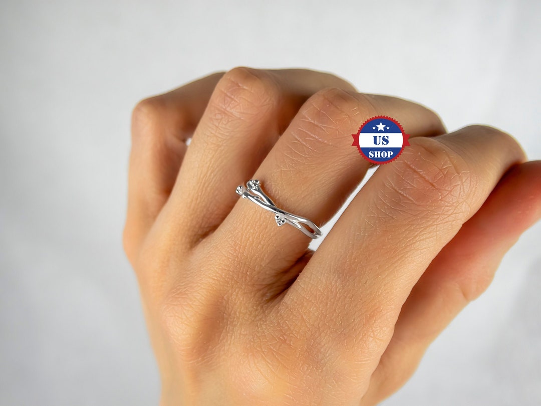 925 Sterling Silver Branch Ring - Branch Band Ring Set With Crystals - Etsy