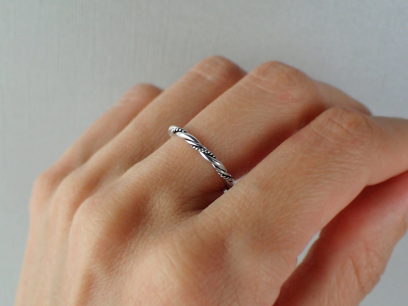 Oxidized Twisted Sterling Silver Ring - Minimalist Band - Etsy