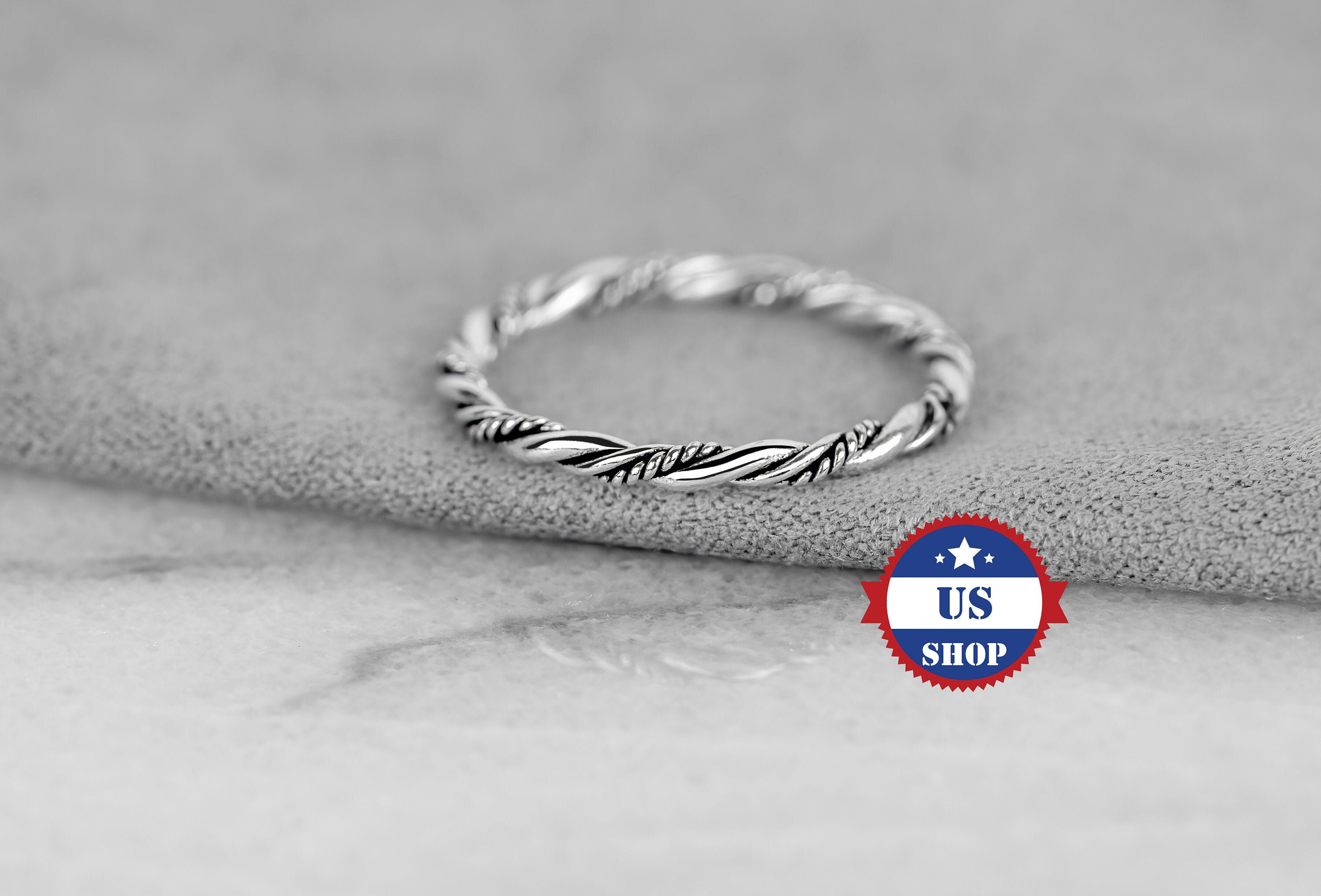 Silver Single Band Ring Minimalist Ring Oxydized and Twisted | Etsy